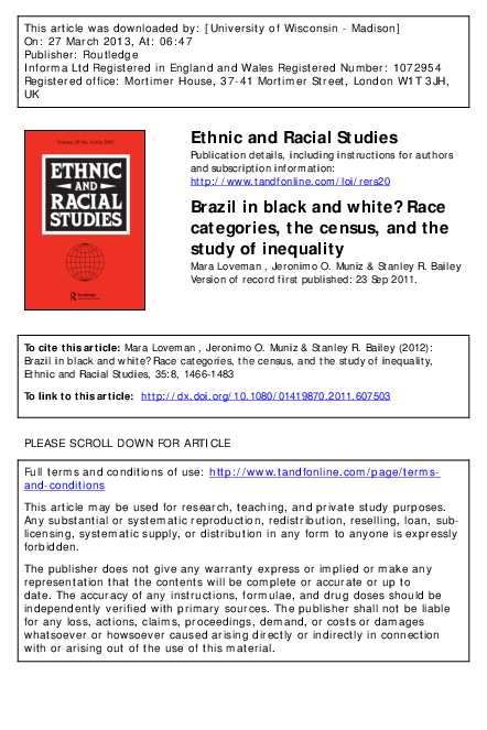 (PDF) Brazil in black and white? Race categories, the census, and the ...