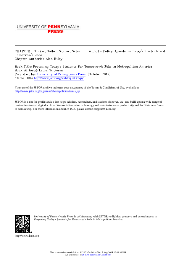 (PDF) Tinker, Tailor, Soldier, Sailor . . . A Public Policy Agenda on ...