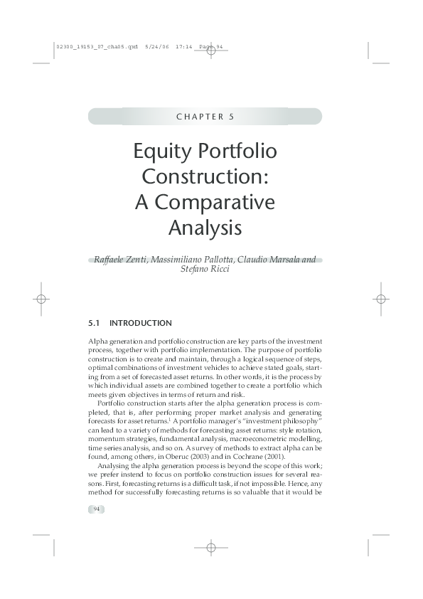 (PDF) Equity Portfolio Construction: A Comparative Analysis