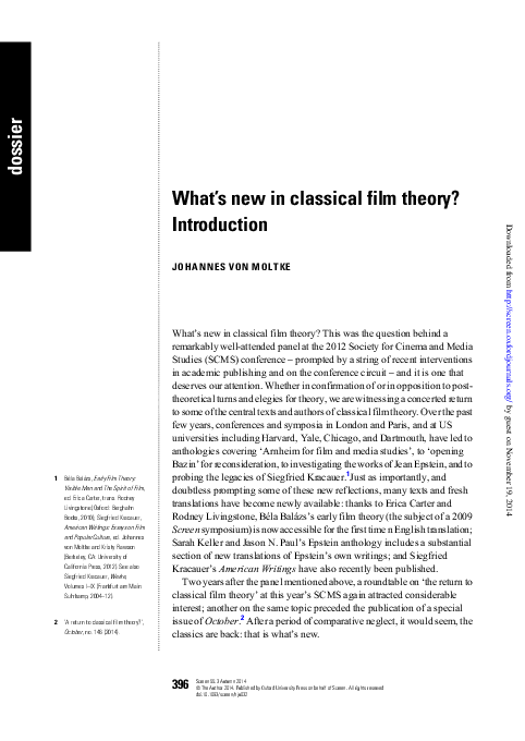 (PDF) "What's New in Classical Film Theory"