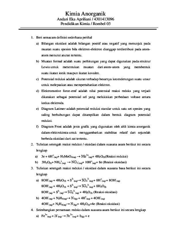 (DOC) Kimia anorganik