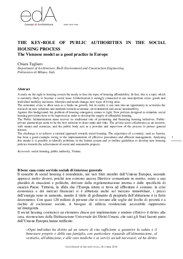 (PDF) THE KEY-ROLE OF PUBLIC AUTHORITIES IN THE SOCIAL HOUSING PROCESS ...