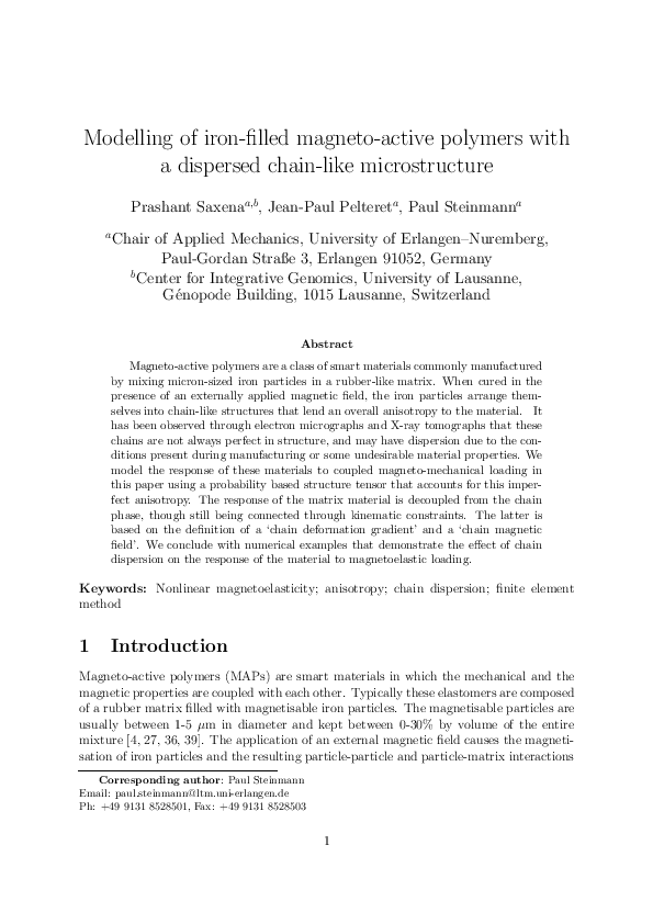 Modelling of iron-filled magneto-active polymers with a dispersed chain ...