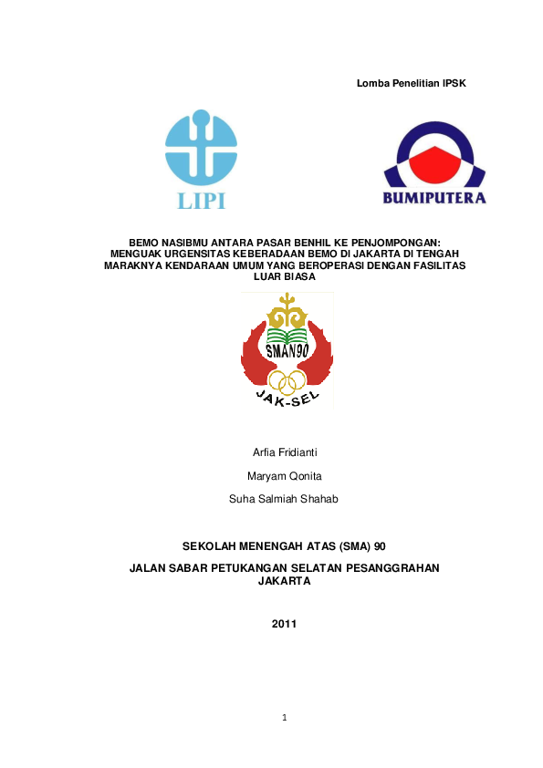 (DOC) Lomba Penelitian IPSK BEMO NASIBMU ANTARA PASAR BENHIL KE ...