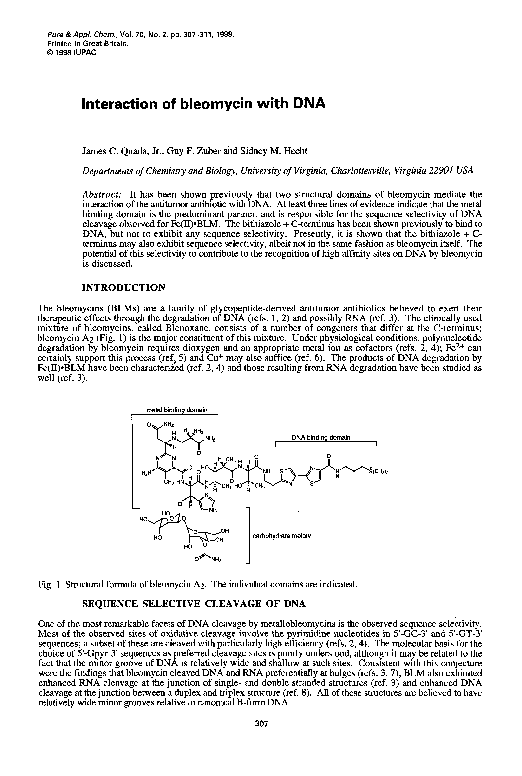 (PDF) Interaction of bleomycin with DNA