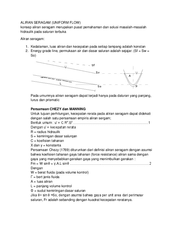 (PDF) ALIRAN SERAGAM (UNIFORM FLOW