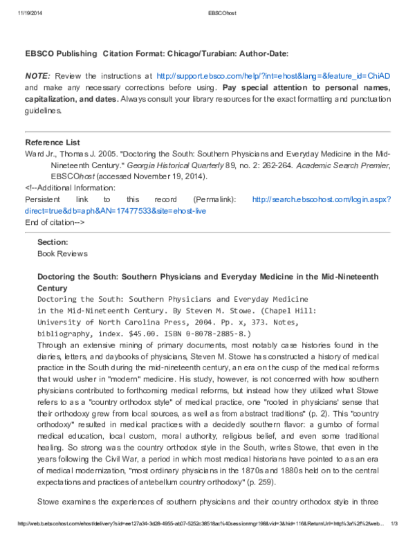 (PDF) Steven M. Stowe, Doctoring the South