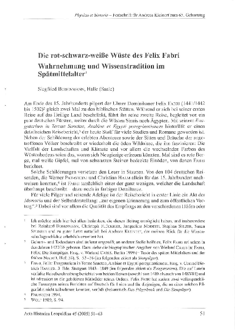 Die rot-schwarz-weiße Wüste des Felix Fabri. Wahrnehmung und ...