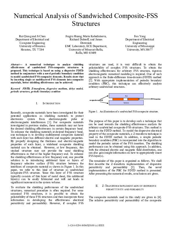 (PDF) Numerical Analysis of Sandwiched Composite-FSS Structures