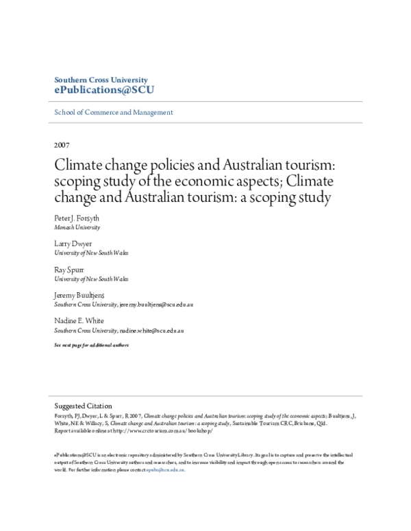 (PDF) Climate change policies and Australian tourism: scoping study of ...