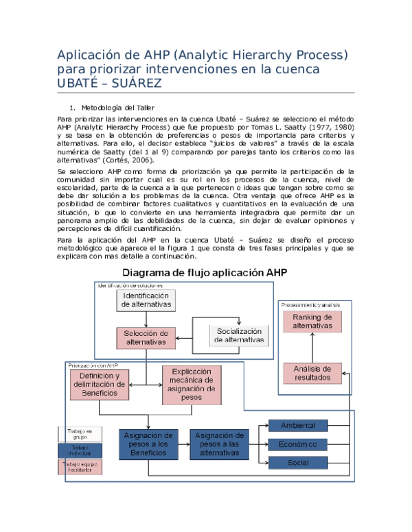 (DOC) Aplicación de AHP (Analytic Hierarchy Process