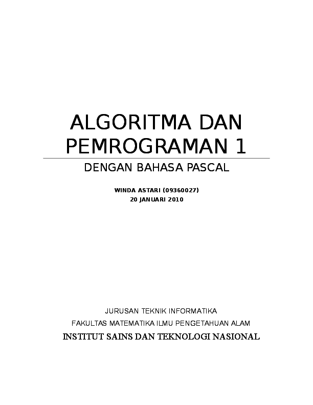 (DOC) ALGORITMA DAN PEMROGRAMAN 1 JURUSAN TEKNIK INFORMATIKA FAKULTAS ...