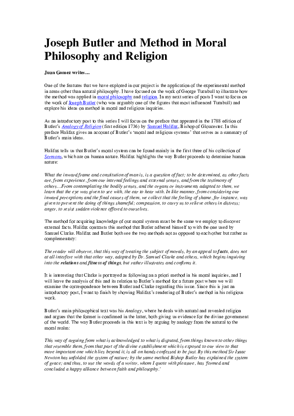 (PDF) Joseph Butler and Method in Moral Philosophy and Religion