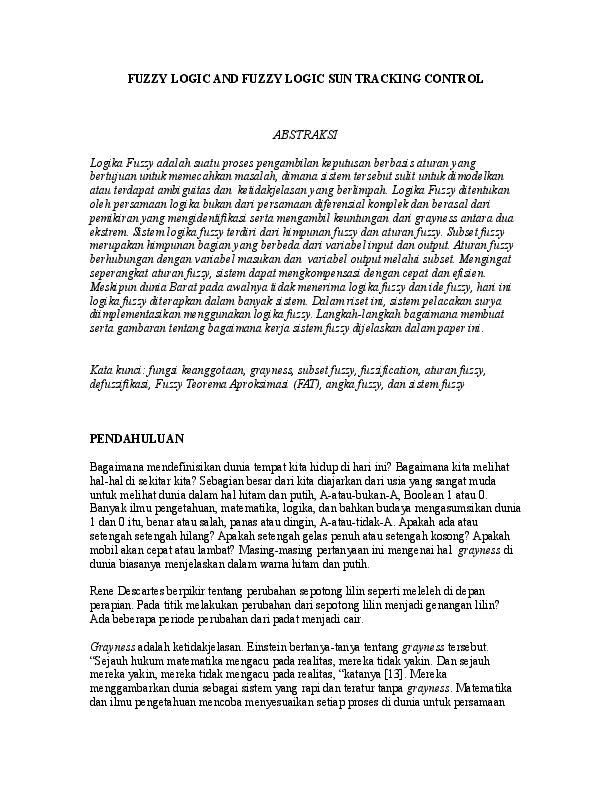 Doc Fuzzy Logic And Fuzzy Logic Sun Tracking Control