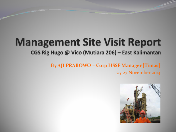 (PDF) SIte Visit Report of CBM Drilling Plant, VICO Indonesia Mutiara ...