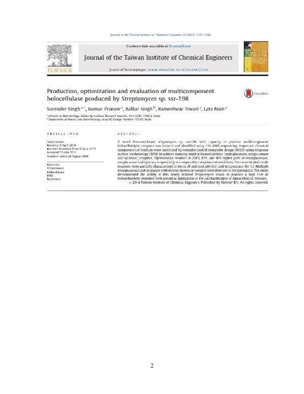 (PDF) Production, optimization and evaluation of multicomponent holocellulase produced by ...