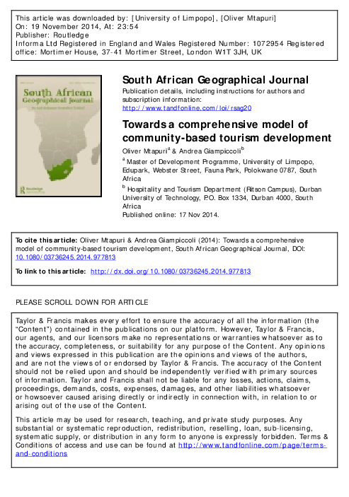 (PDF) Towards a comprehensive model of community-based tourism development