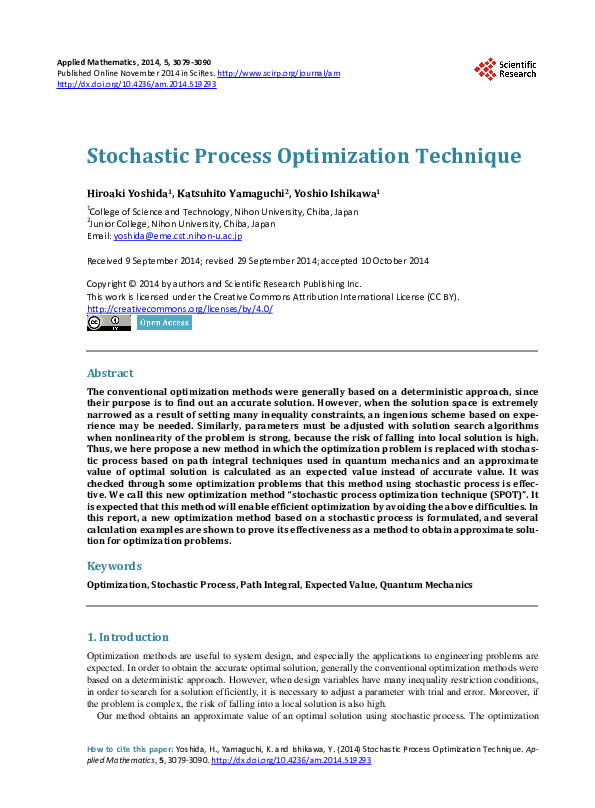 (PDF) Stochastic Process Optimization Technique
