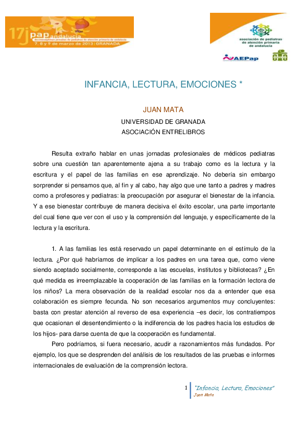 (PDF) Infancia, lectura, emociones