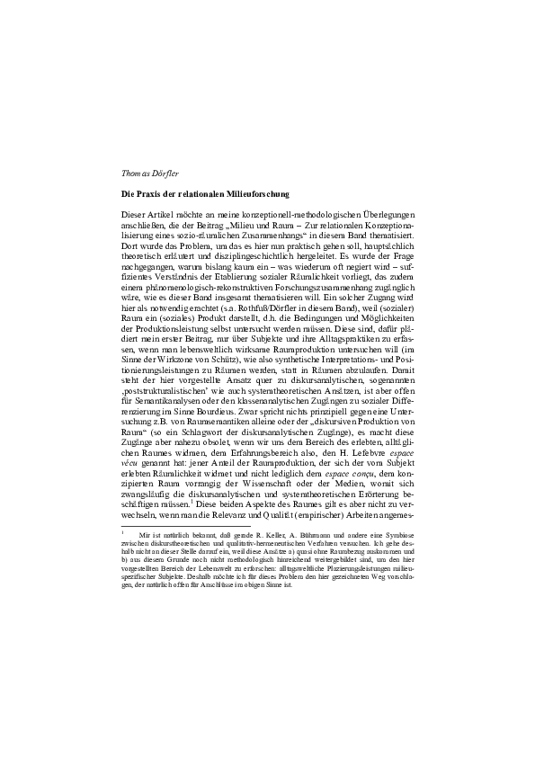 (PDF) Thomas Dörfler - Die Praxis der relationalen Milieuforschung
