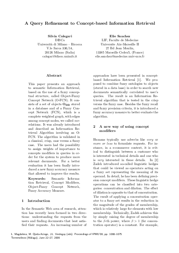 (PDF) A Query Refinement to Concept-based Information Retrieval