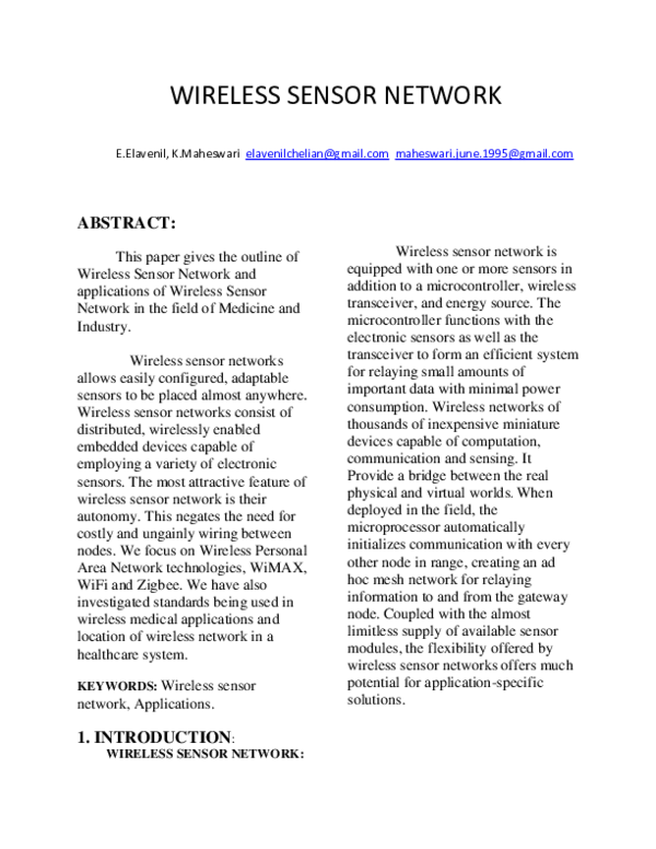 (DOC) WIRELESS SENSOR NETWORK