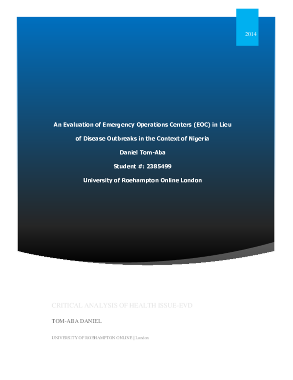 (DOC) An Evaluation of Emergency Operations Centers (EOC) in Lieu of ...