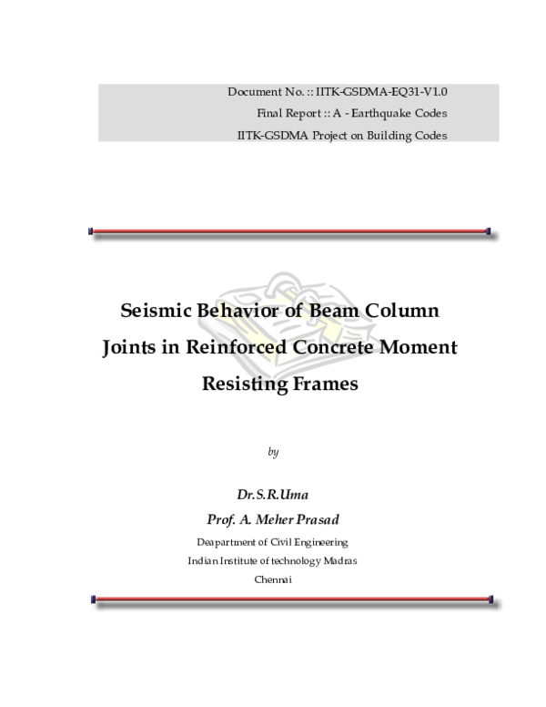 Seismic Behavior Of Beam Column Joints In Reinforced Concrete Moment Resisting Frames The Best