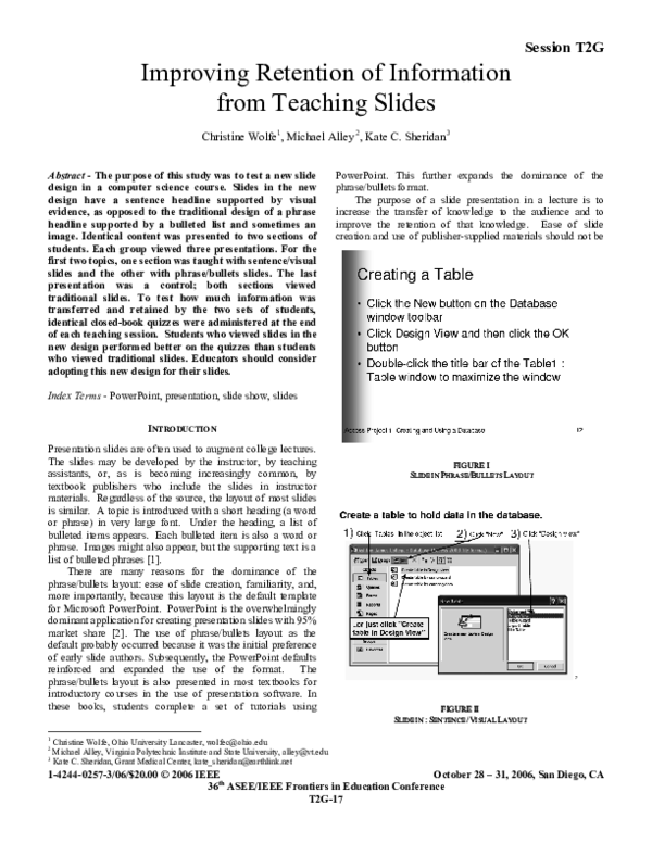 (PDF) Improving Retention of Information from Teaching Slides
