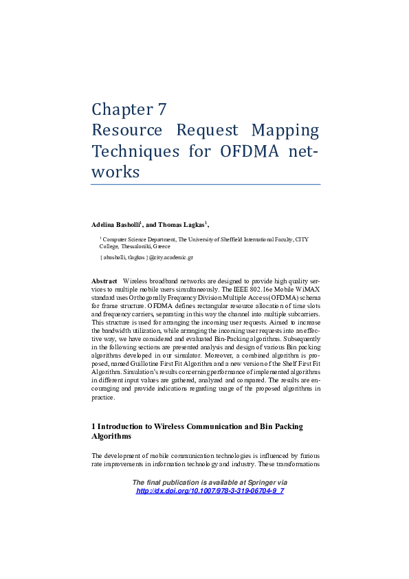 (PDF) Resource Request Mapping Techniques for OFDMA Networks