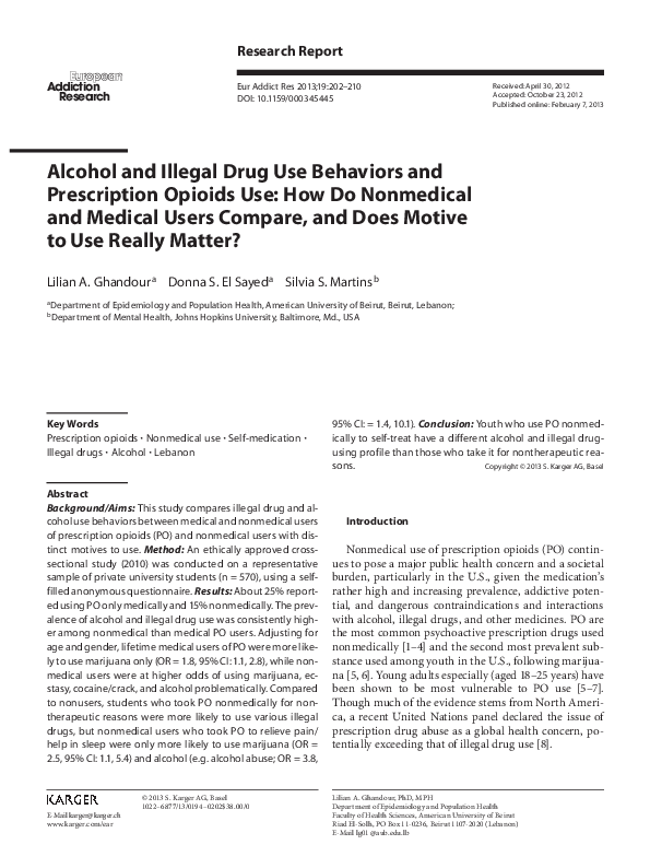 (PDF) Alcohol and Illegal Drug Use Behaviors and Prescription Opioids ...