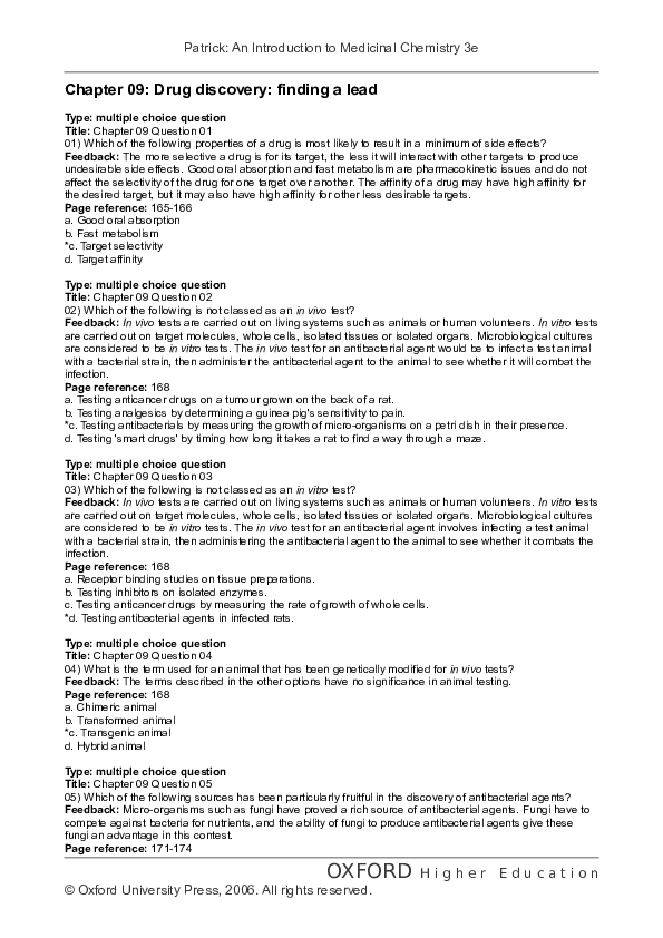 (DOC) Chapter 09: Drug discovery: finding a lead