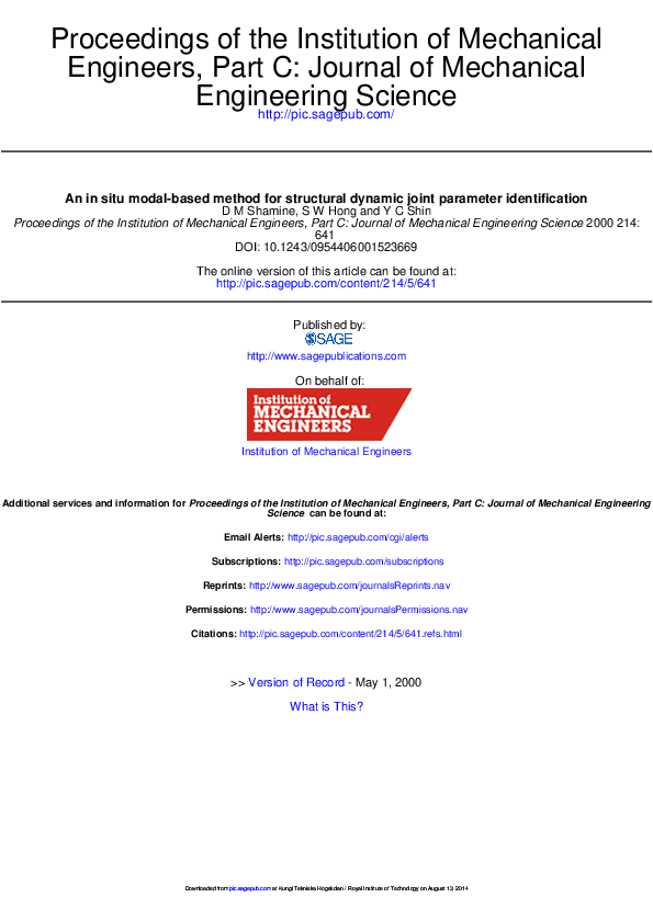 (PDF) An in situ modal-based method for structural dynamic joint ...