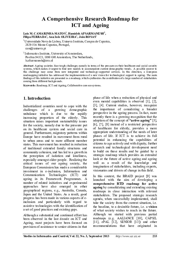 A comprehensive research roadmap for ICT and ageing