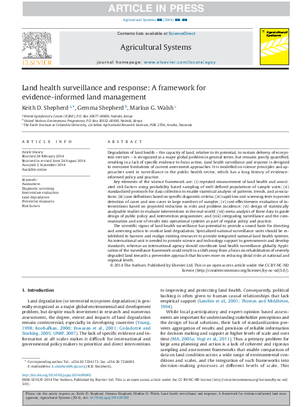 (PDF) Land health surveillance and response: A framework for evidence ...