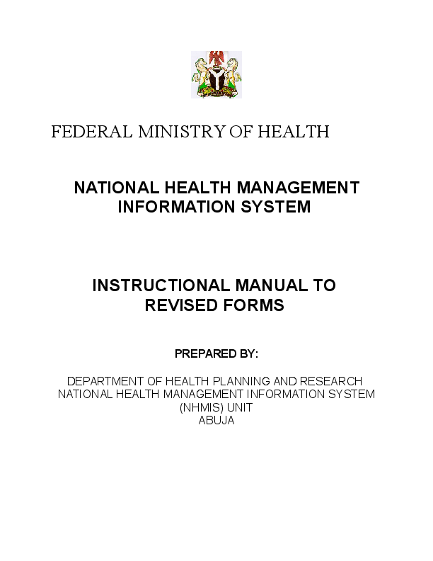 (DOC) FEDERAL MINISTRY OF HEALTH NATIONAL HEALTH MANAGEMENT INFORMATION ...