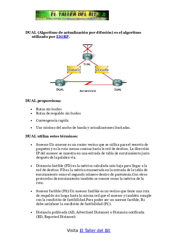 (DOC) Algoritmo DUAL actualizacion por difusion EIGRP
