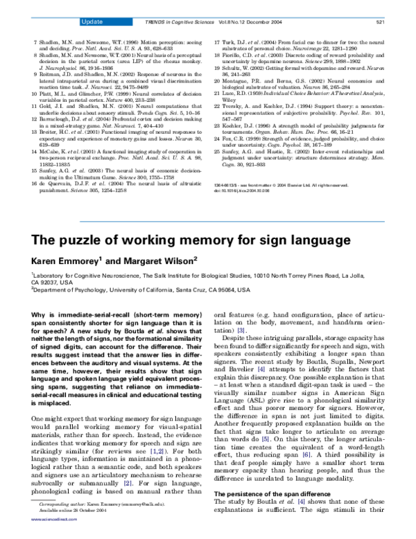 The puzzle of working memory for sign language