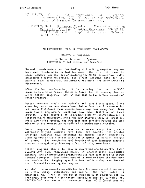 (PDF) An unstructured view of structured programming