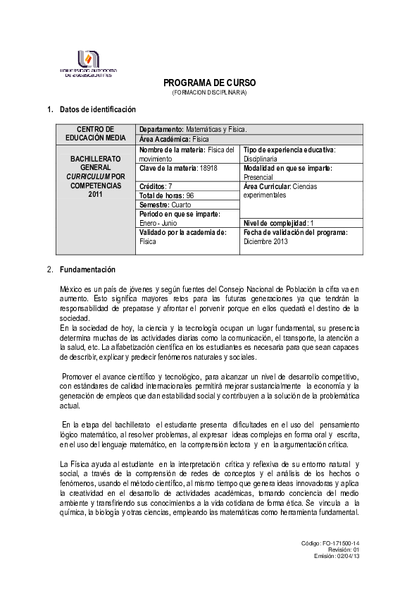 (PDF) PROGRAMA DE CURSO