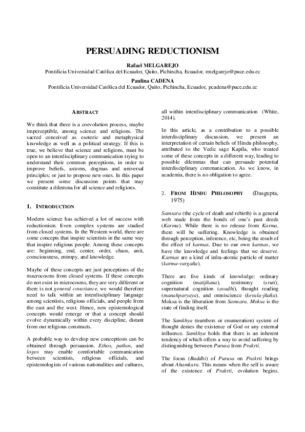 (PDF) Persuading Reductionism