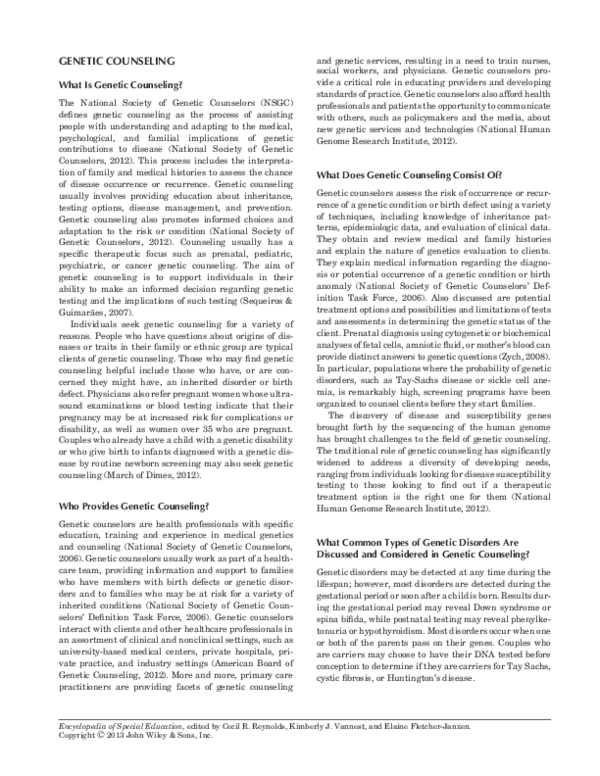 (PDF) Genetic counseling