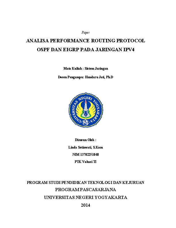 Pdf Analisa Performance Routing Protocol Ospf Dan Eigrp Pada Jaringan