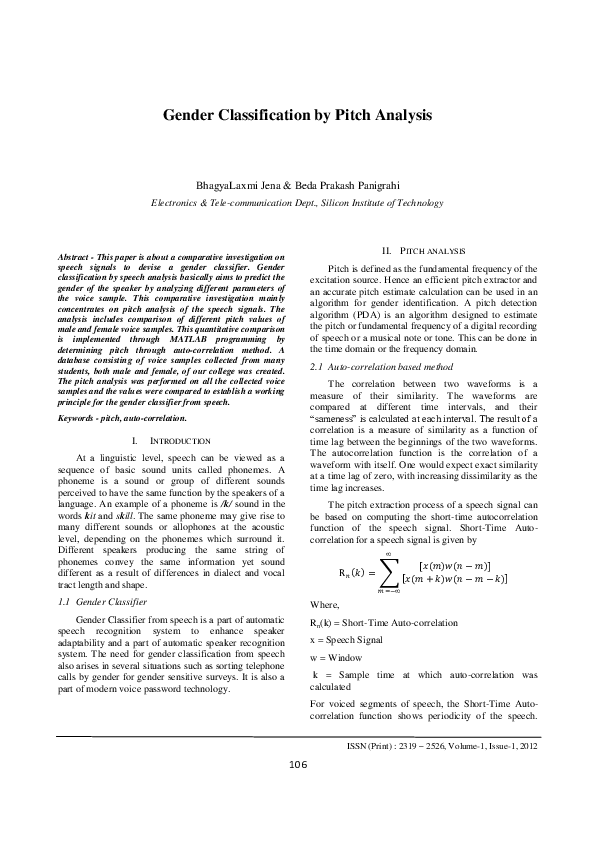 Gender Classification by Pitch Analysis
