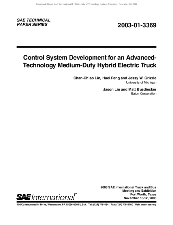 (PDF) 2003-01-3369 Control System Development for an Advanced ...