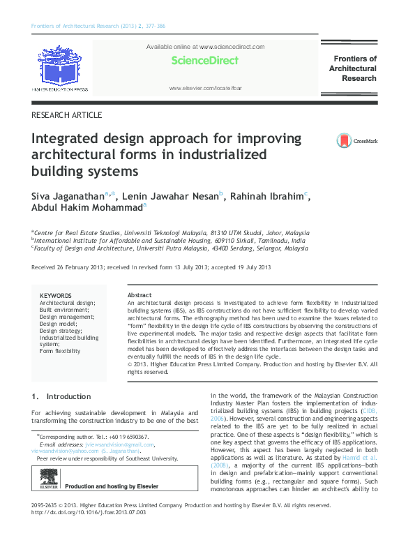(PDF) Integrated design approach for improving architectural forms in ...