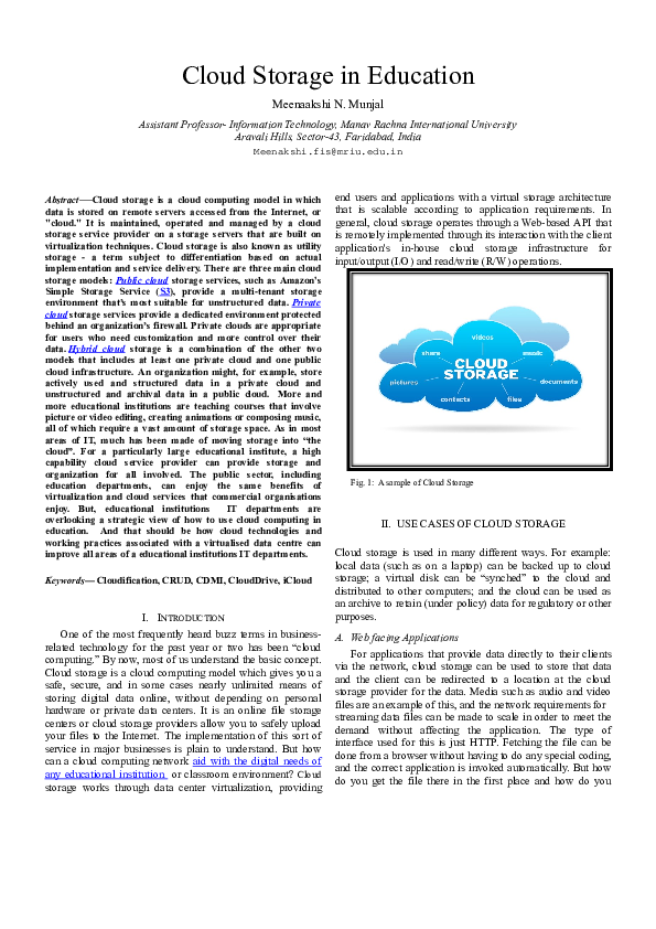 (PDF) Cloud Storage in Education