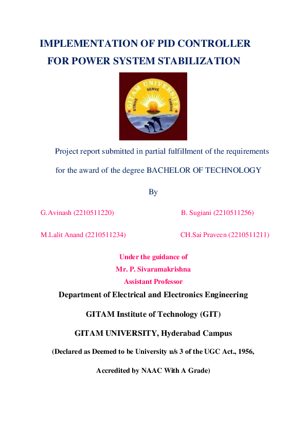 (PDF) IMPLEMENTATION OF PID CONTROLLER FOR POWER SYSTEM STABILIZATION ...