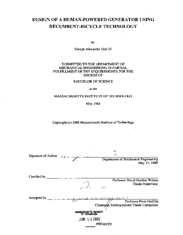 (PDF) DESIGN OF A HUMAN-POWERED GENERATOR USING RECUMBENT-BICYCLE ...