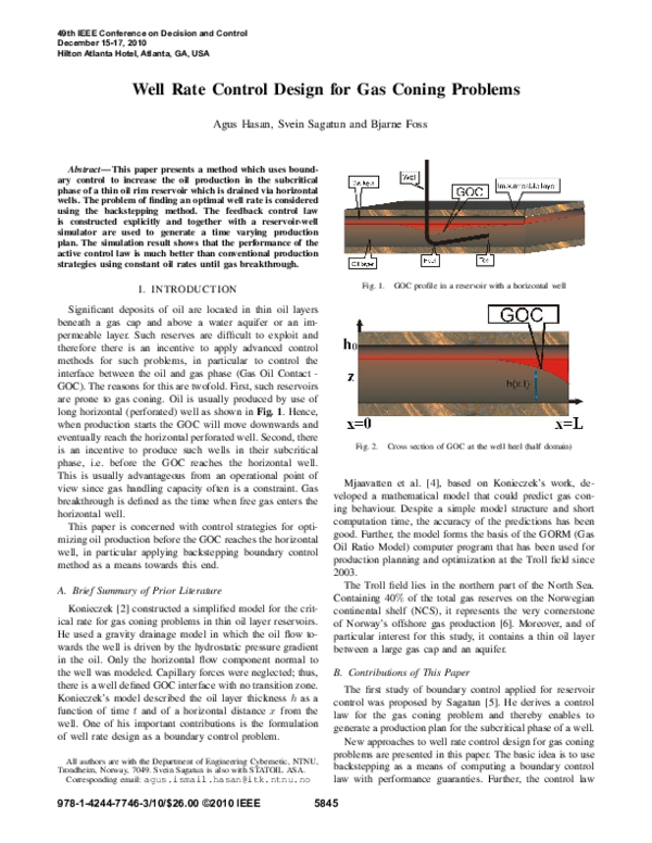 (PDF) Well Rate Control Design for Gas Coning Problems
